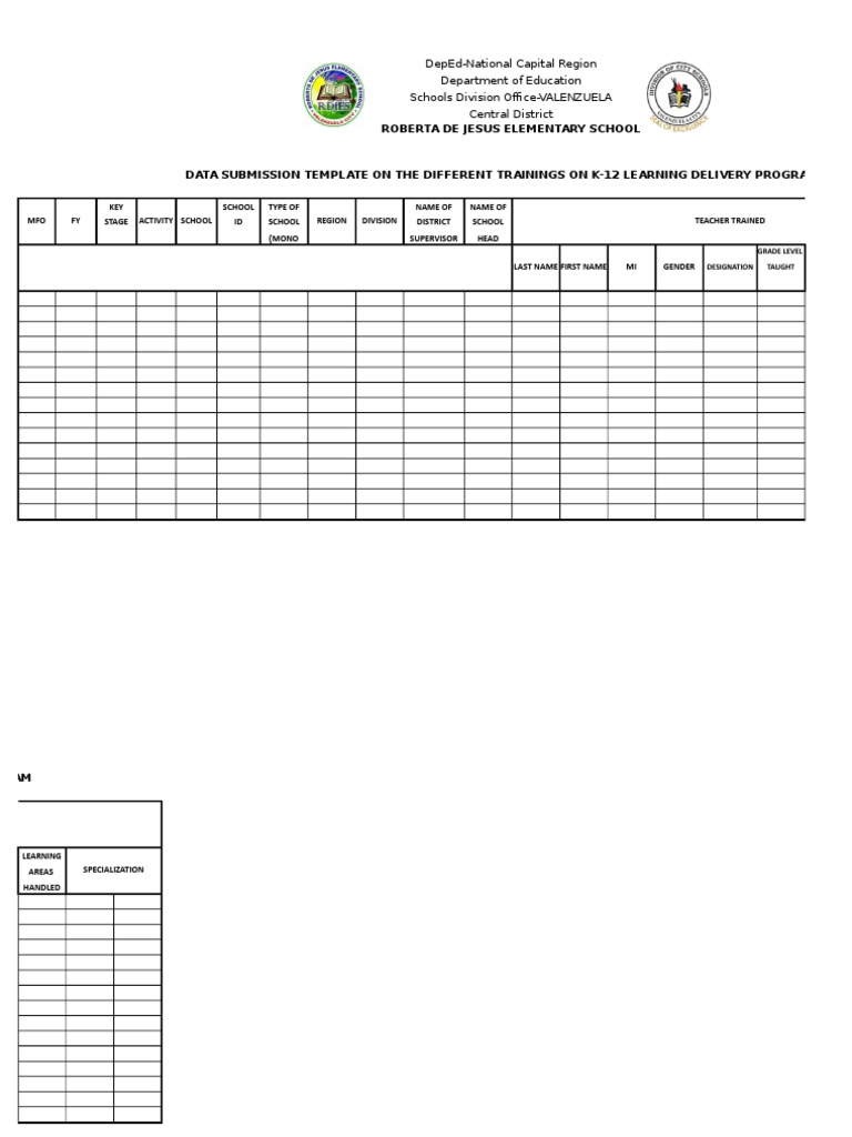 Data Submission Template On K-12 | PDF