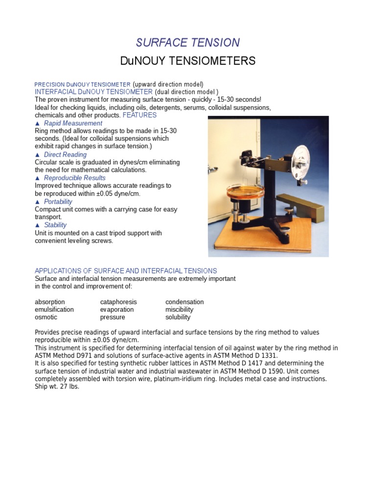 Tensiometer Du Nouy | PDF