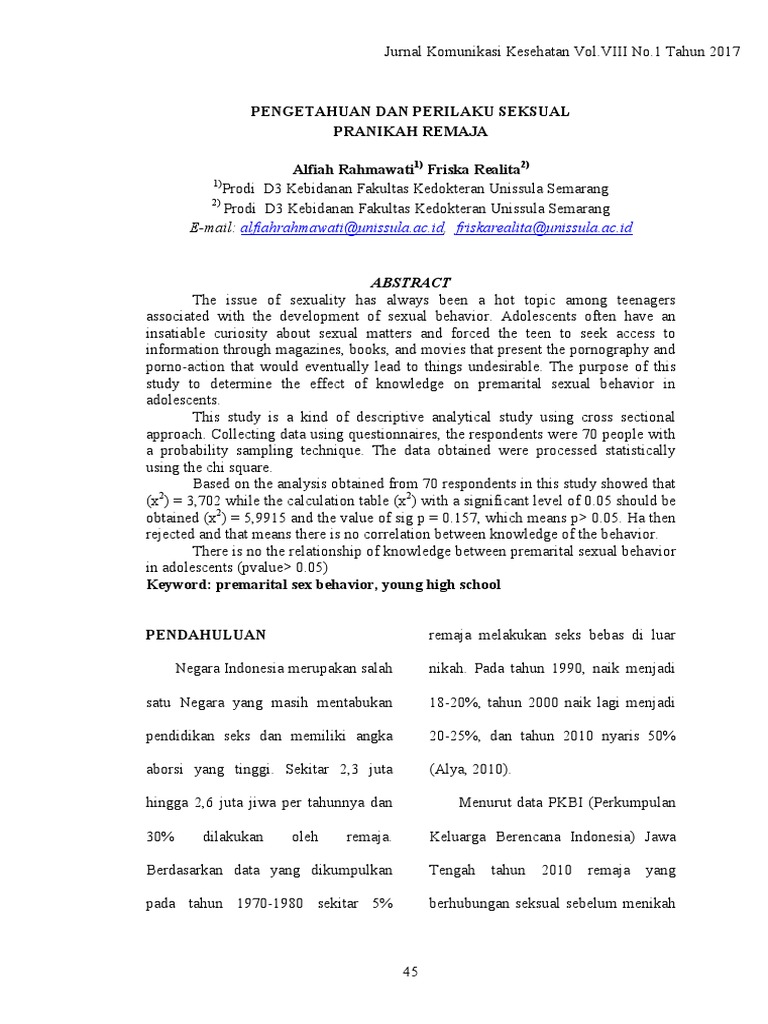 Pengetahuan Dan Perilaku Seksual Pranikah Remaja | PDF