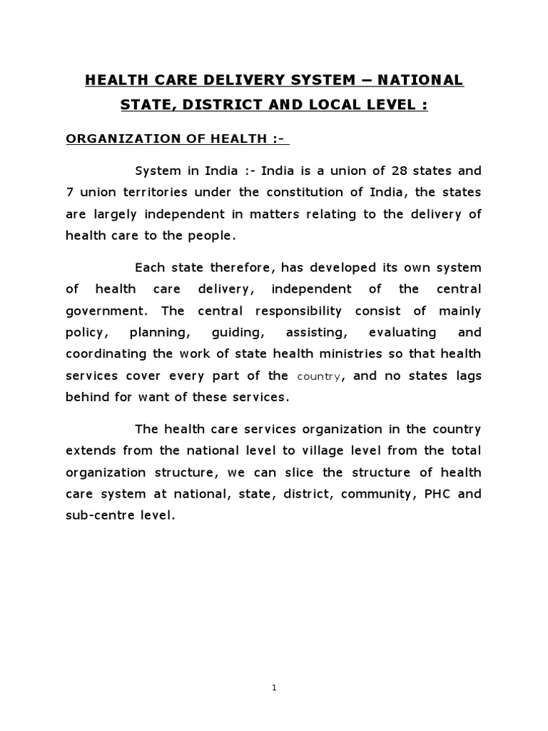 Health Care Delivery System in India | PDF | Secretary | Health Care