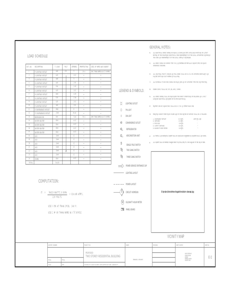 General Notes: Load Schedule: Computation | PDF | Power Engineering ...