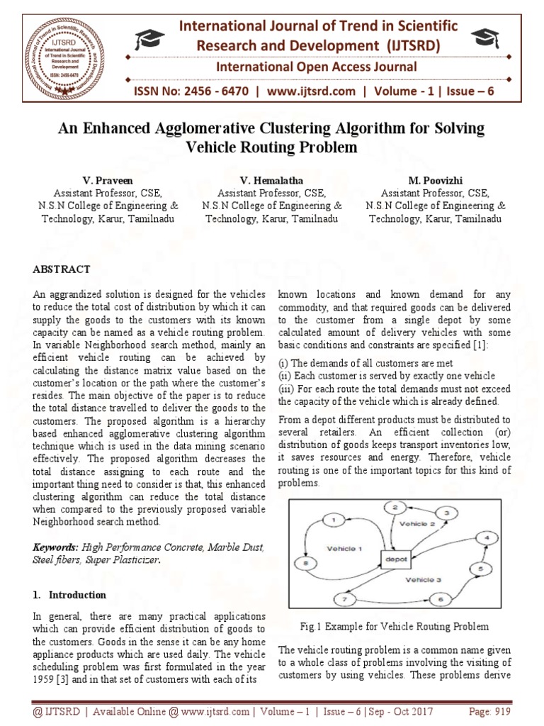 An Enhanced Agglomerative Clustering Algorithm For Solving Vehicle ...