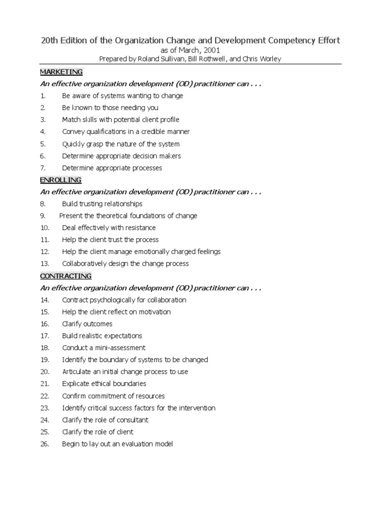 OD Competencies | PDF | Organization Development | Psychology