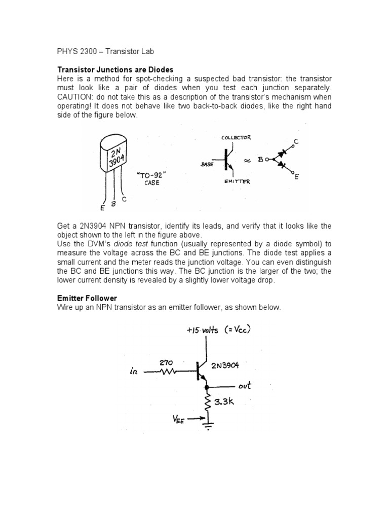 Transistor Lab | PDF | Amplifier | Transistor
