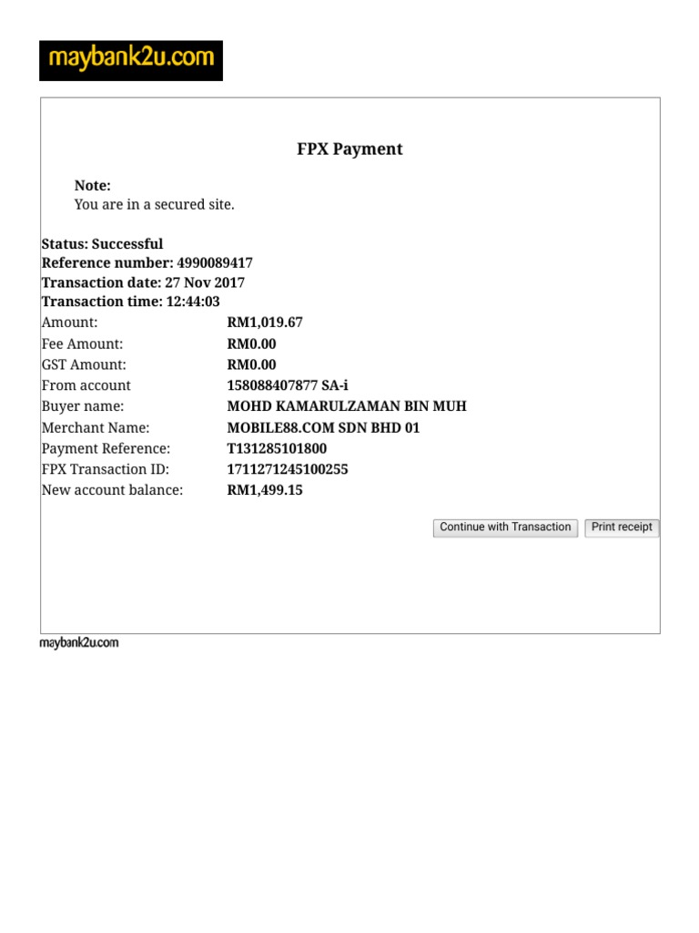 FPX Payment: You Are in A Secured Site | PDF