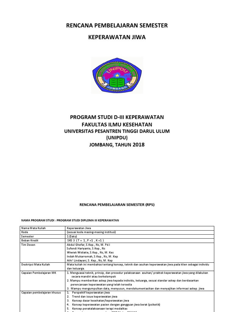 RPS Jiwa UNIPDU | PDF | Pengembangan Diri | Sains & Matematika