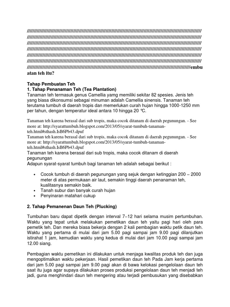 Bagaimana Proses Pembuatan Teh Itu | PDF | Griya & Taman