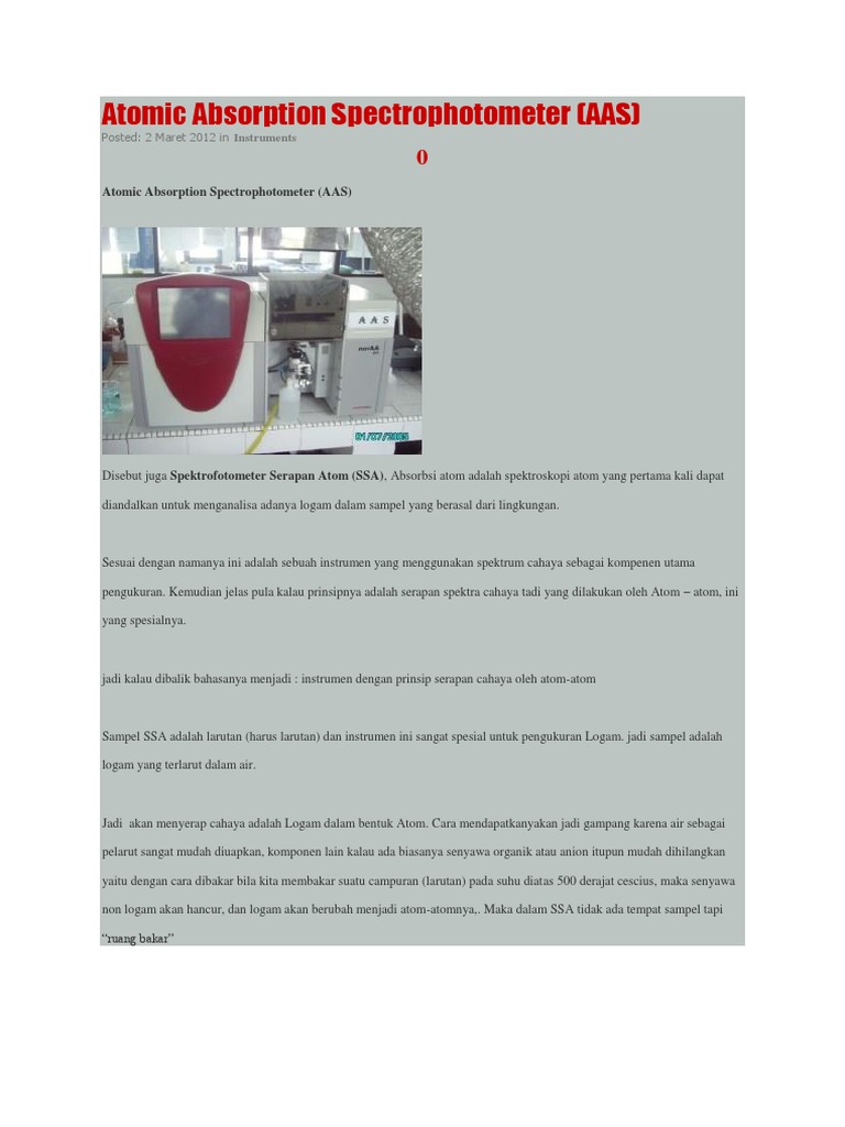 Komponen dan Prinsip AAS dalam Analisis | PDF
