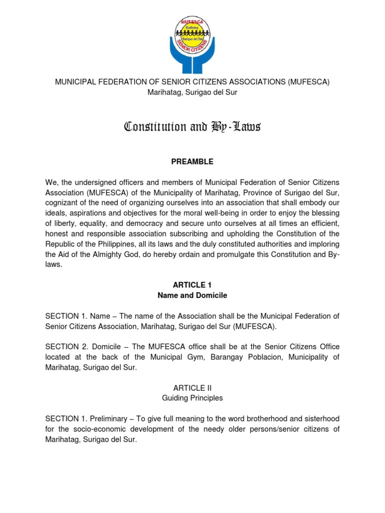Municipal Federation of Senior Citizens Association Constitution and By ...
