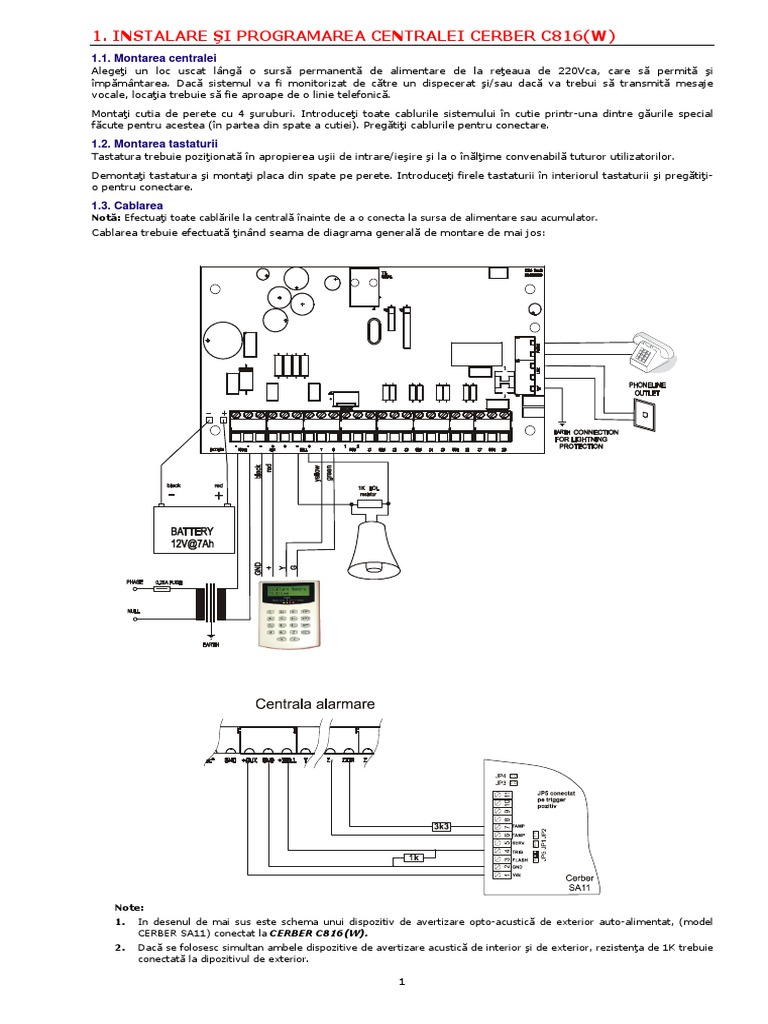 Manual de Instalare Si Programare Cerber c816 PDF | PDF