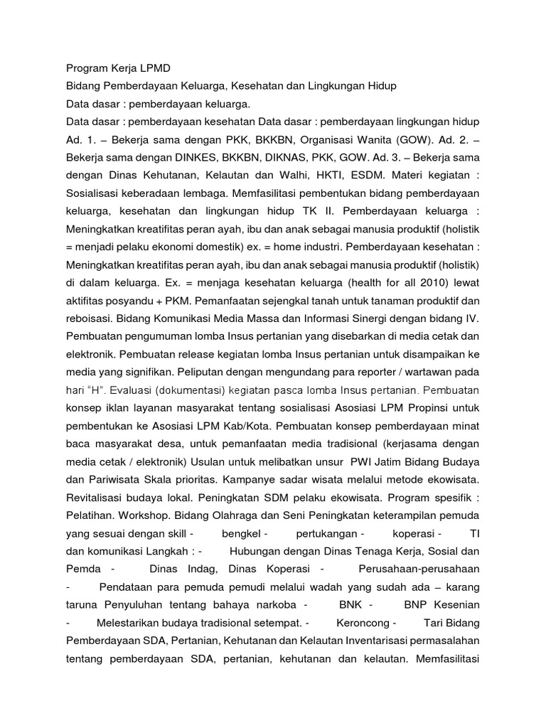 Program Kerja LPMD | PDF