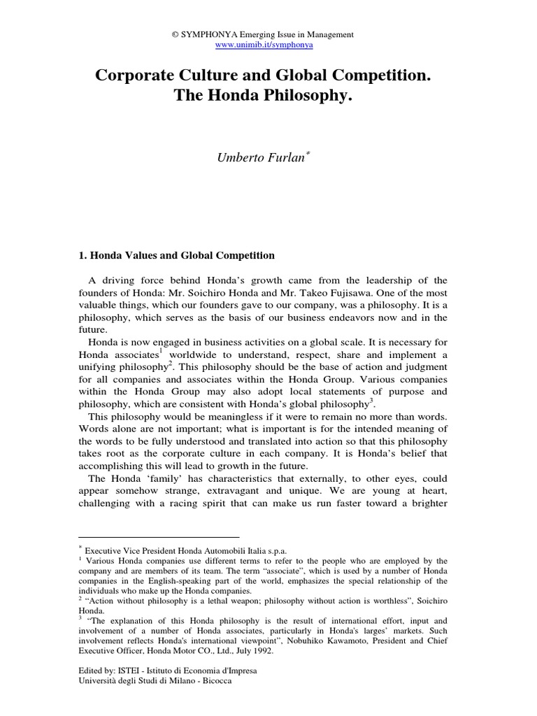 Honda Philosophy | PDF | Honda | Marketing