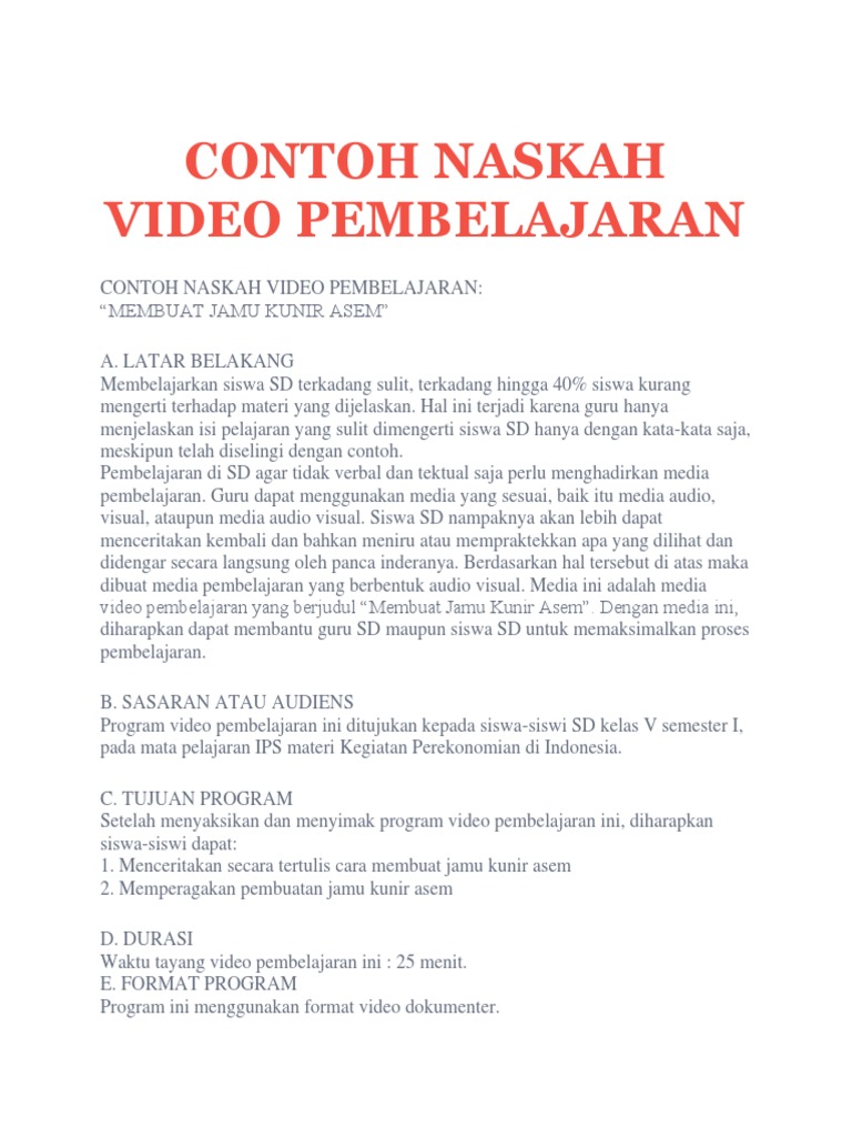 Contoh Naskah Video | PDF