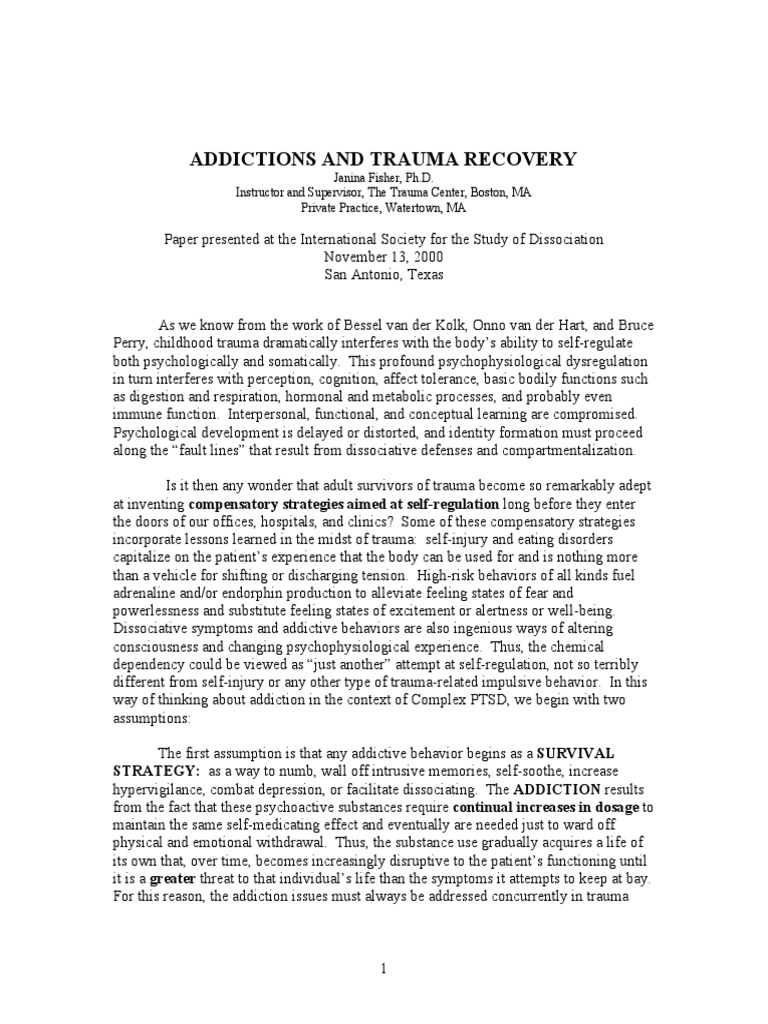 Addictions and Trauma Recovery | PDF | Relapse | Psychological Trauma