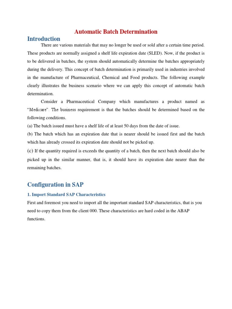 SAP Automatic Batch Determination Guide | PDF | Shelf Life | Receipt