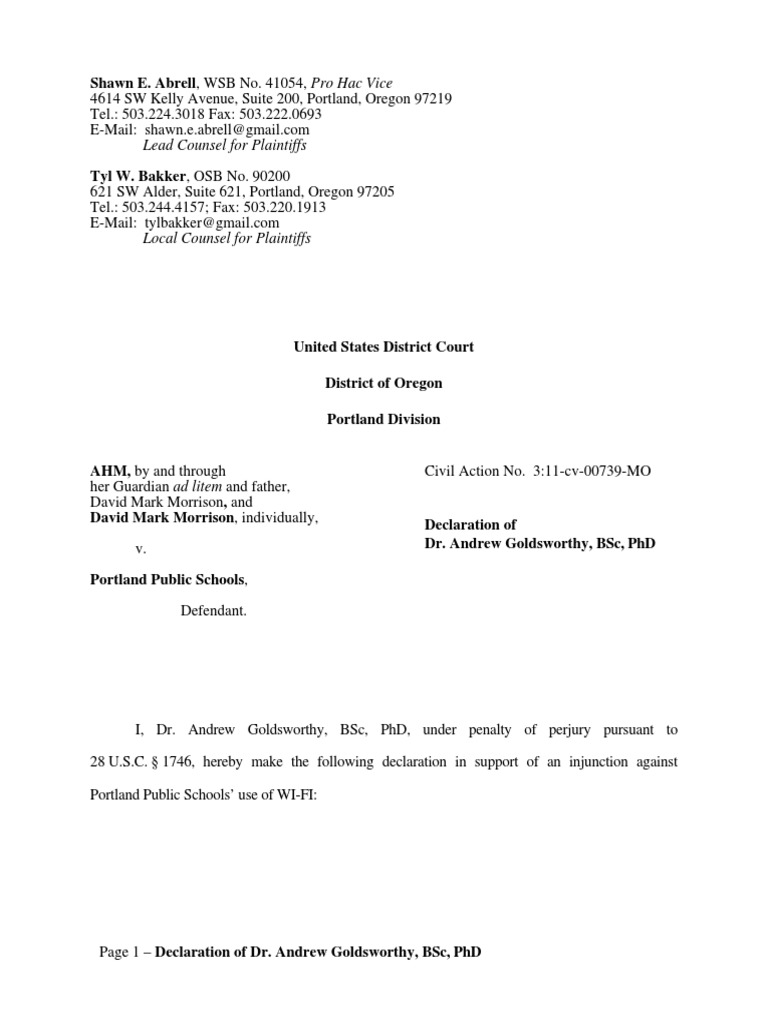 Declaration-of-Dr.-Andrew-Goldsworthy Mobile Phones PDF | PDF | Autism ...