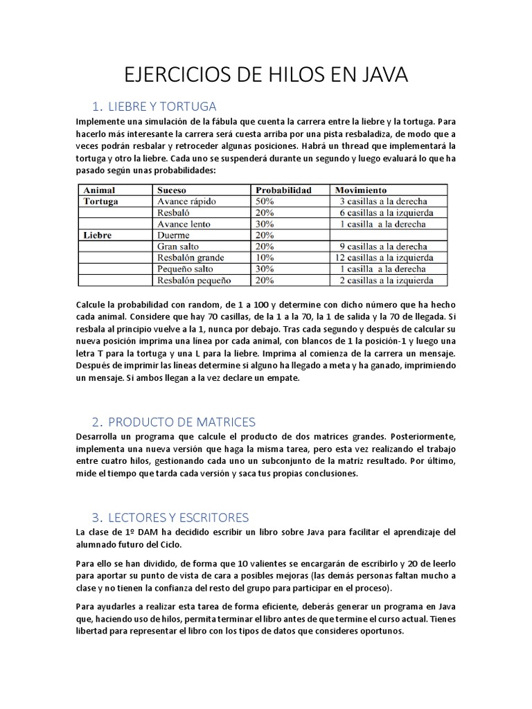 Ejercicios de Hilos | PDF | Hilo (Computación) | Libros