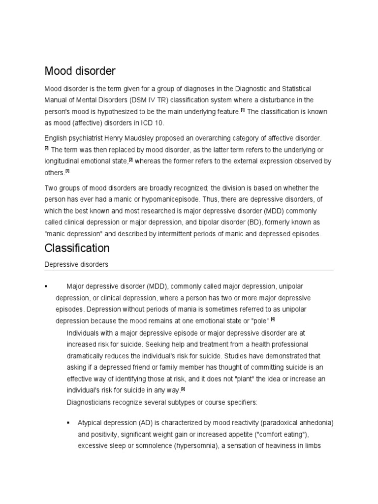 Mood Disorder | PDF | Major Depressive Disorder | Mood Disorders