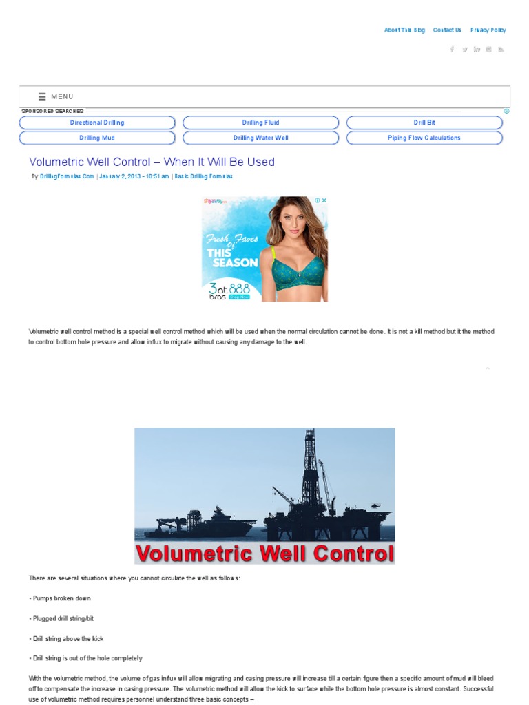 Volumetric Well Control A Method Used When Normal Circulation Cannot