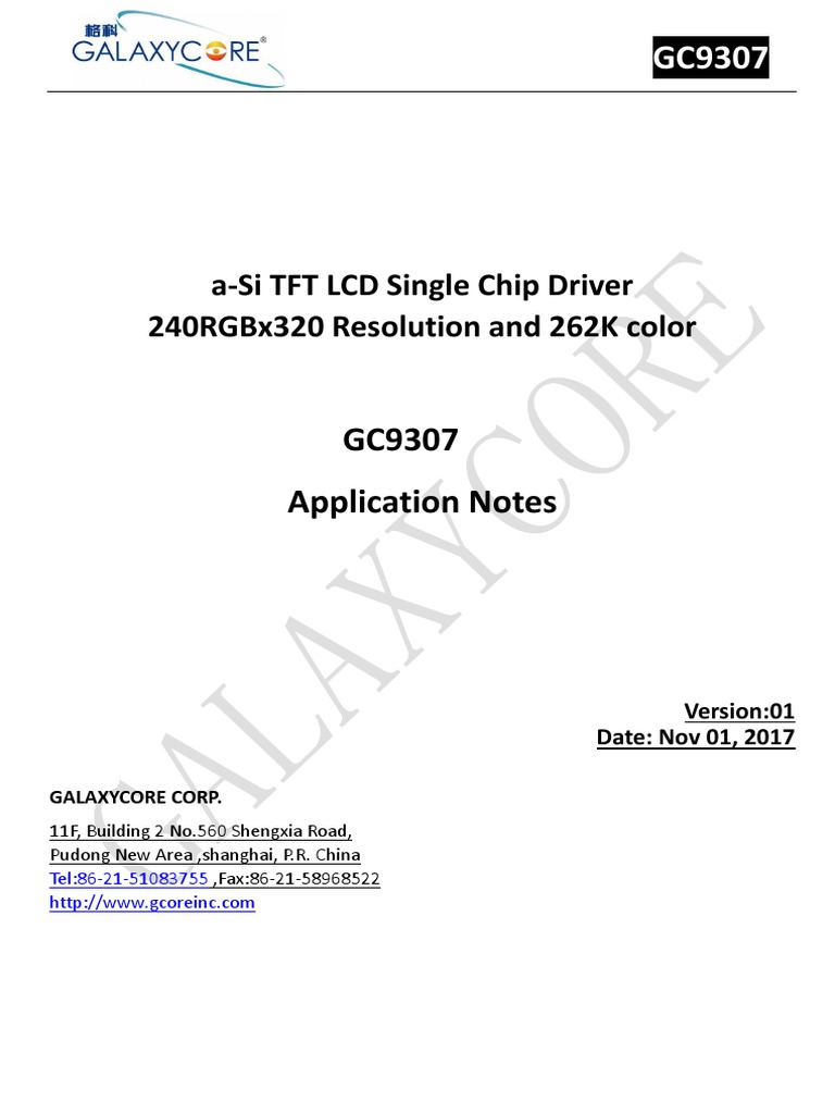 GC9307 Application Notes Ver 01 | PDF | Computing And Information ...