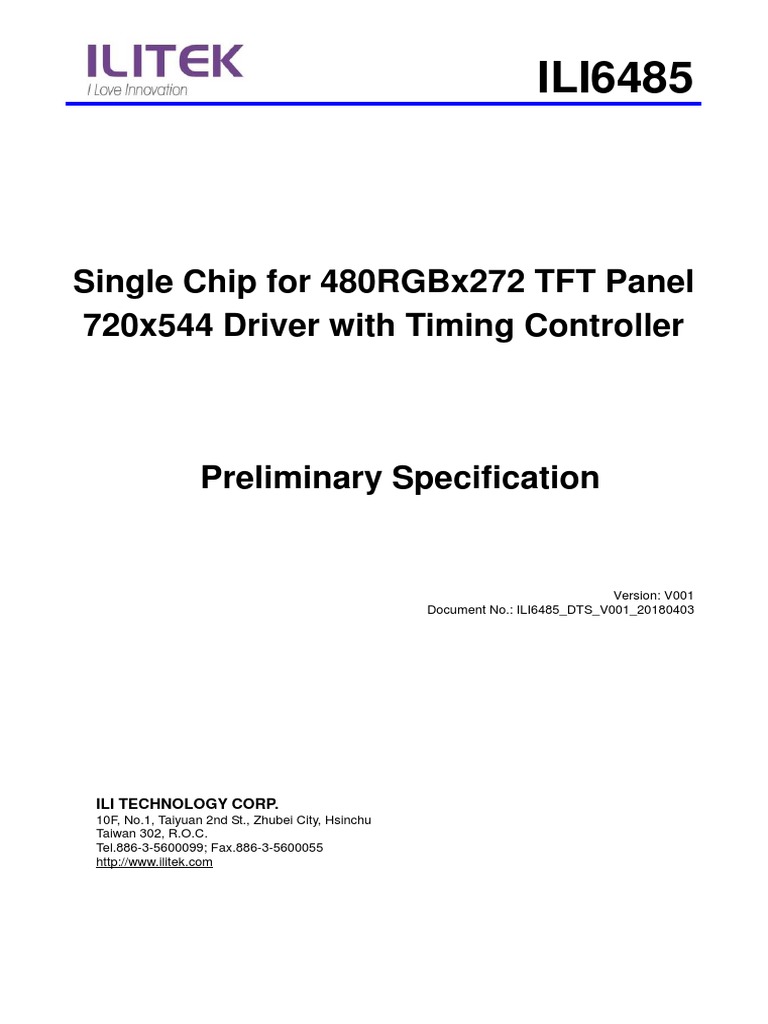 Ili6485 DTS V001 | PDF | Thin Film Transistor Liquid Crystal Display ...