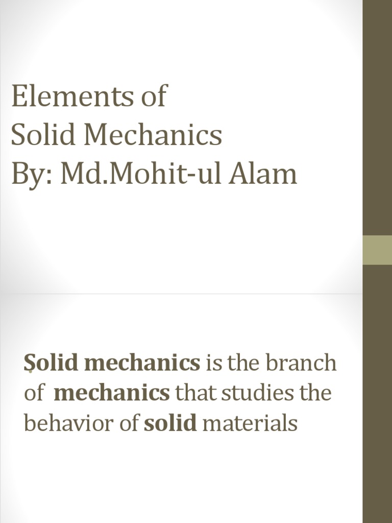 Elements of Solid Mechanics By: MD - Mohit-Ul Alam | PDF | Strength Of ...