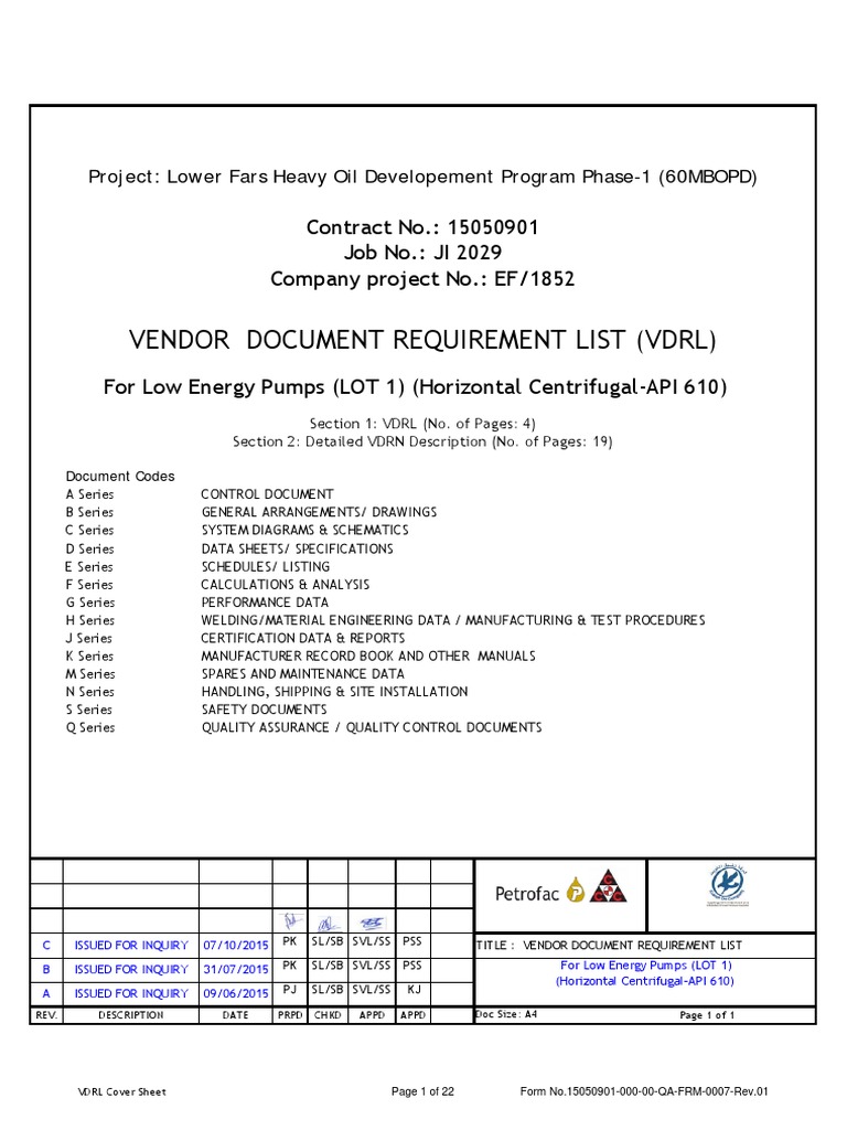 Vendor Document Requirement List | PDF | Turbine | Pipe (Fluid Conveyance)