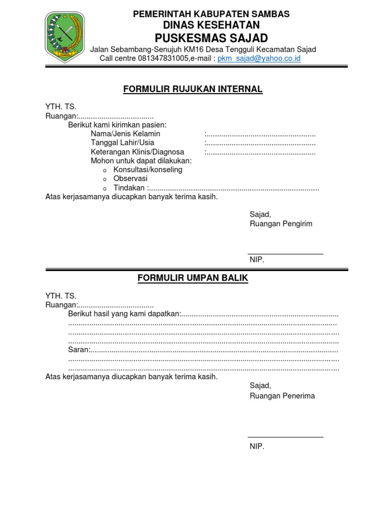 Formulir Rujukan Internal 1 | PDF