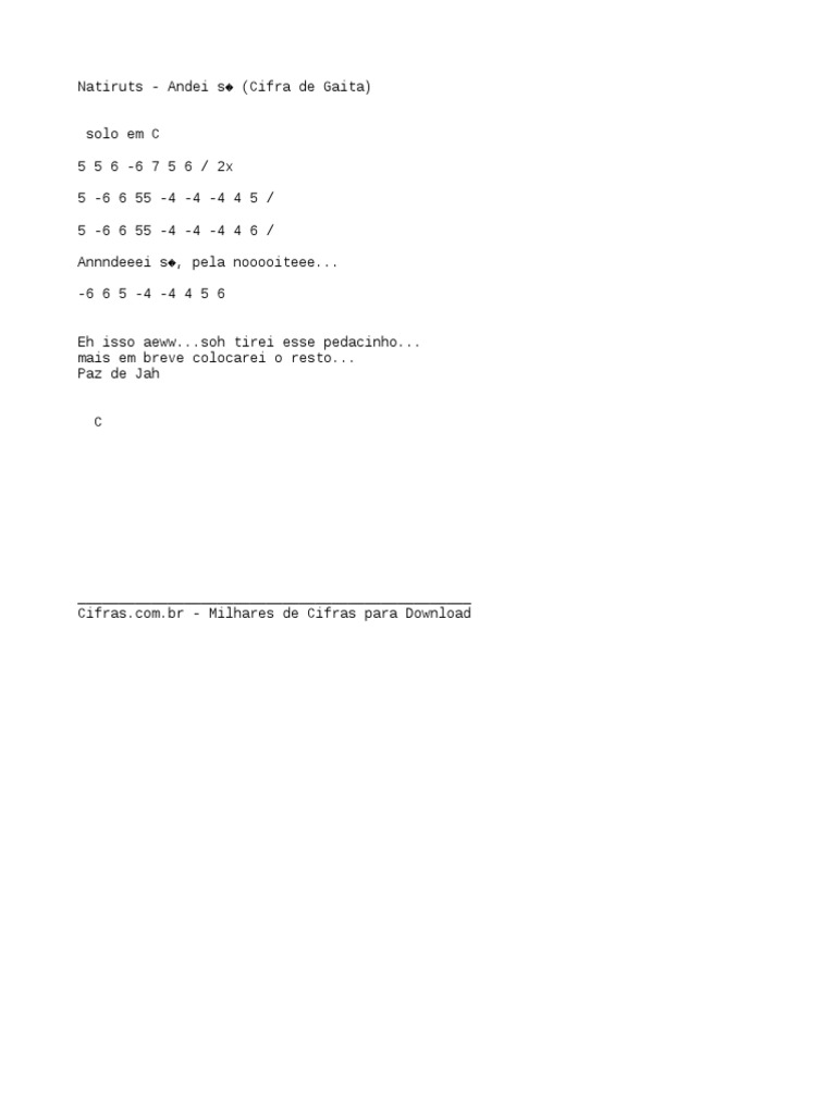 Cifra Gaita Natiruts Andei So | PDF