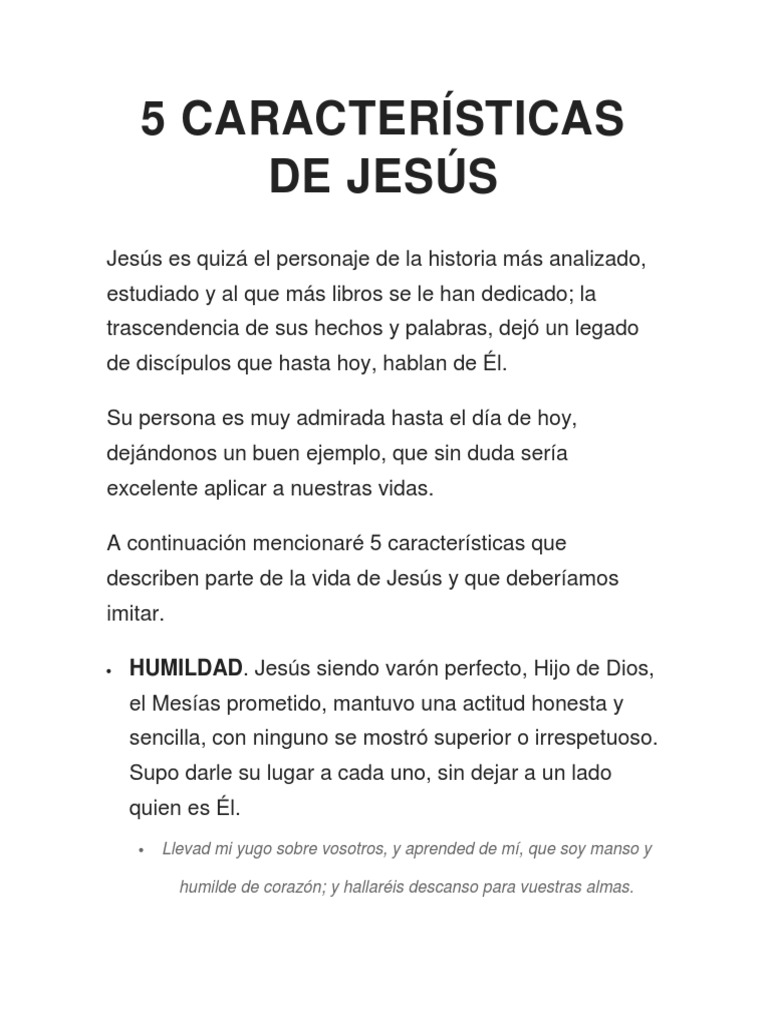 5 Características De Jesus Pdf Jesús Santo