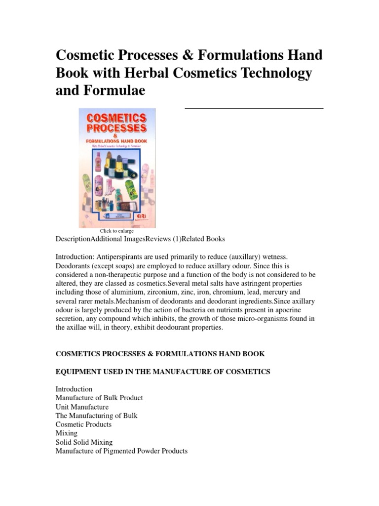 Cosmetics Formulations Book | PDF | Chromatography | Cosmetics
