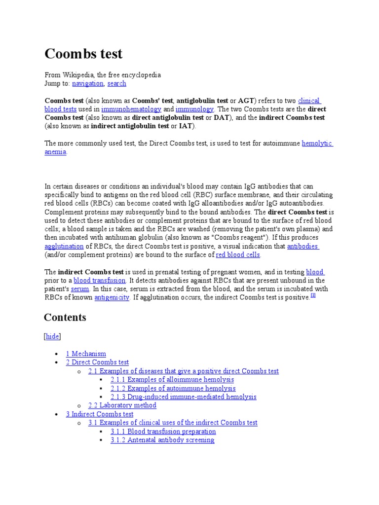 Coombs Test | PDF | Serology | Animal Anatomy