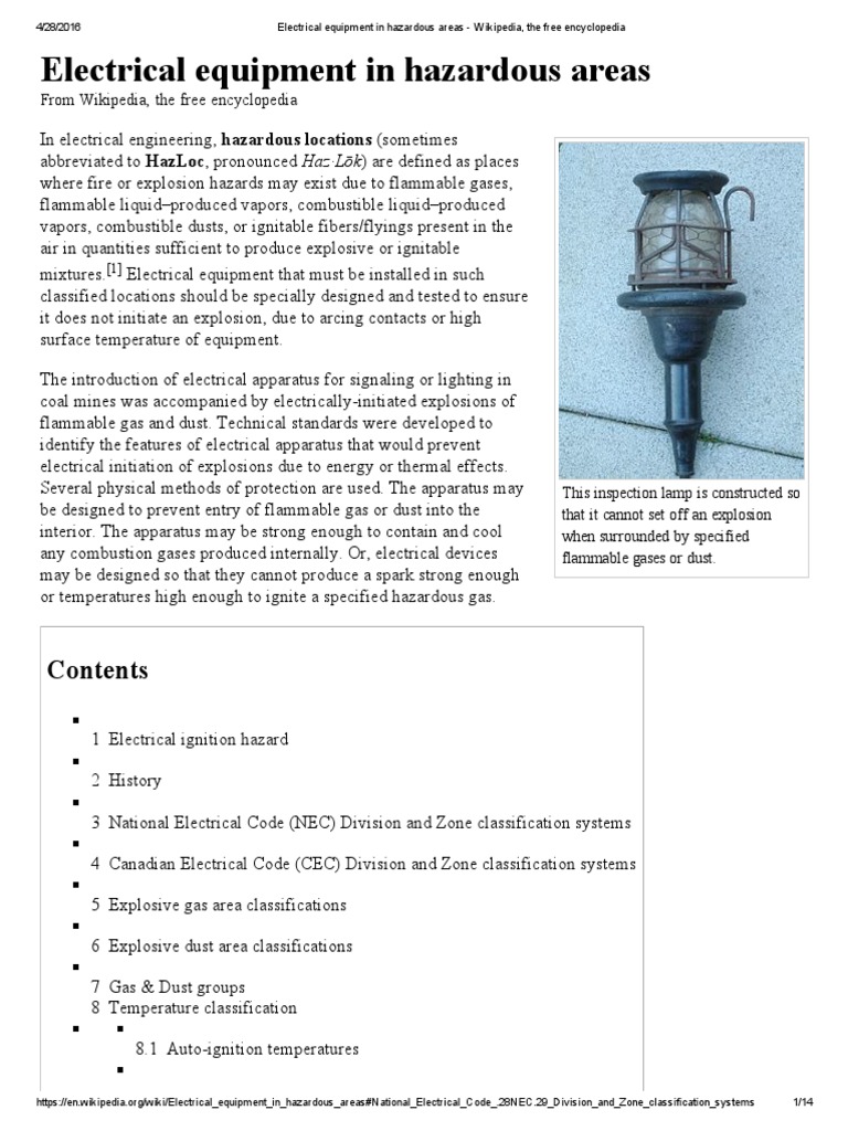 Electrical Equipment in Hazardous Areas | PDF | Chemistry | Energy And ...
