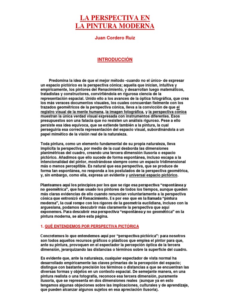 LA PERSPECTIVA EN La Pintura Moderna | PDF | Pinturas | Perspectiva ...