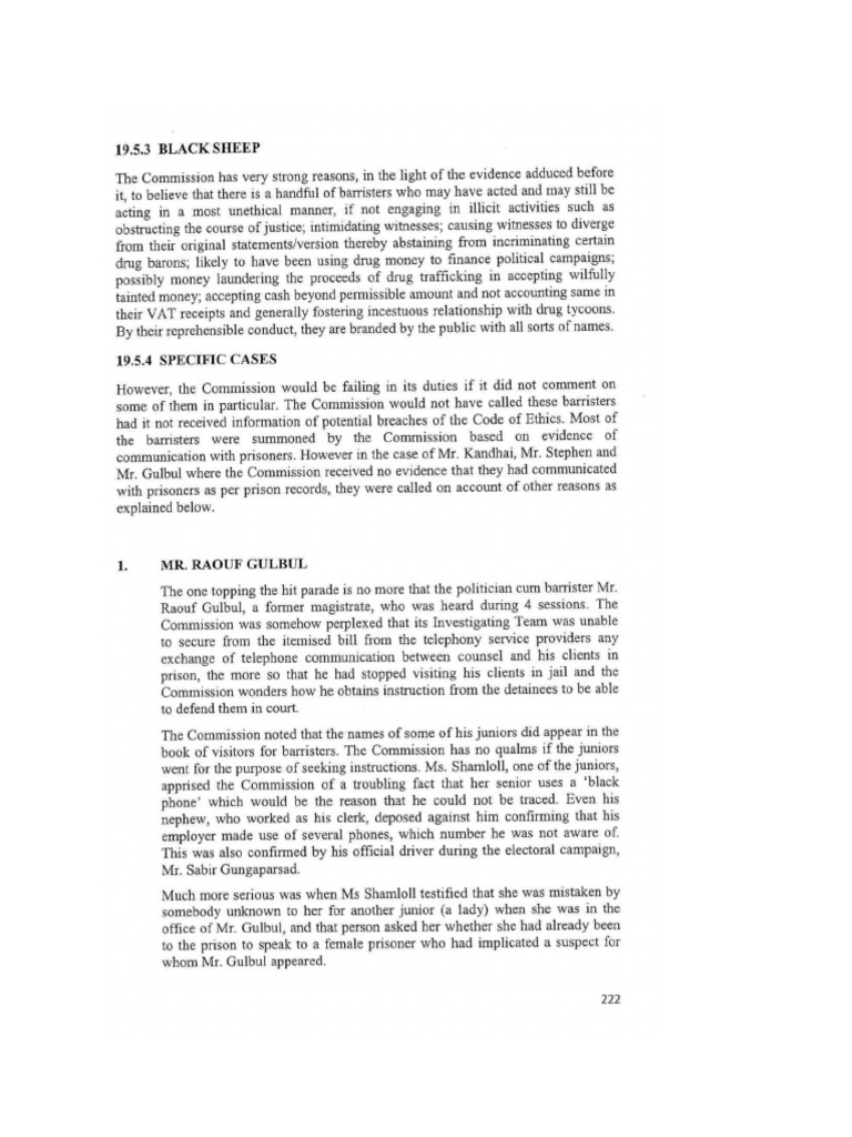 Extraits Du Rapport Lam Shang Leen (Commission D'enquête Sur Les ...