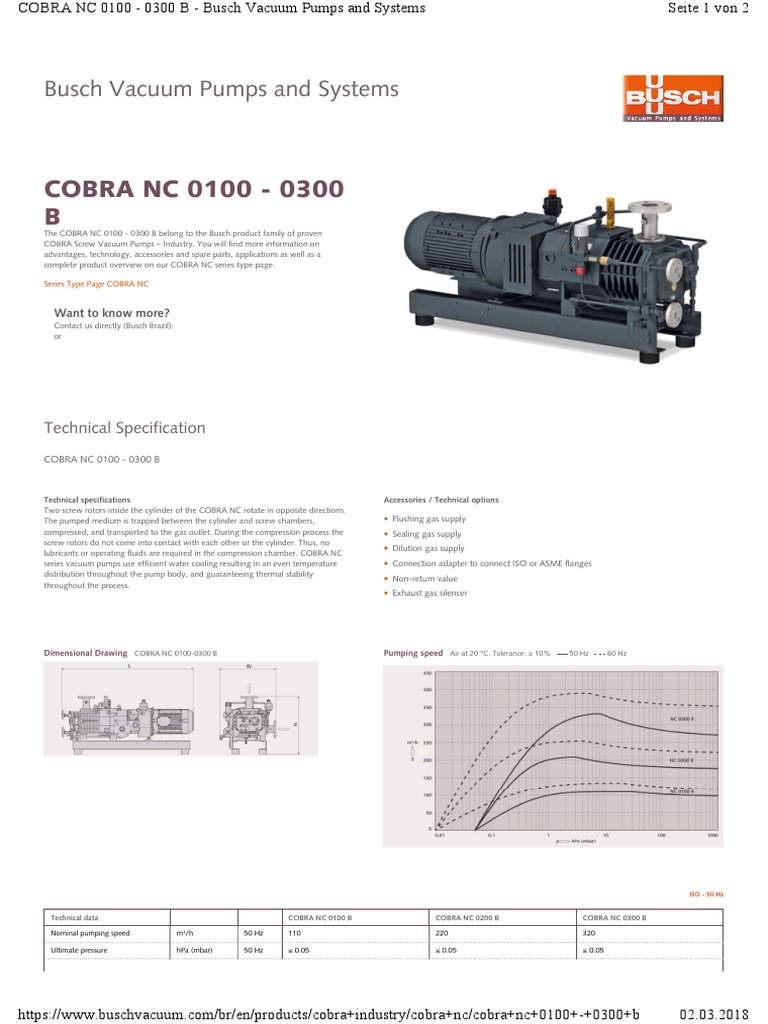 Dry Vacuum Pump Cobra Busch en | PDF | Pump | Vacuum
