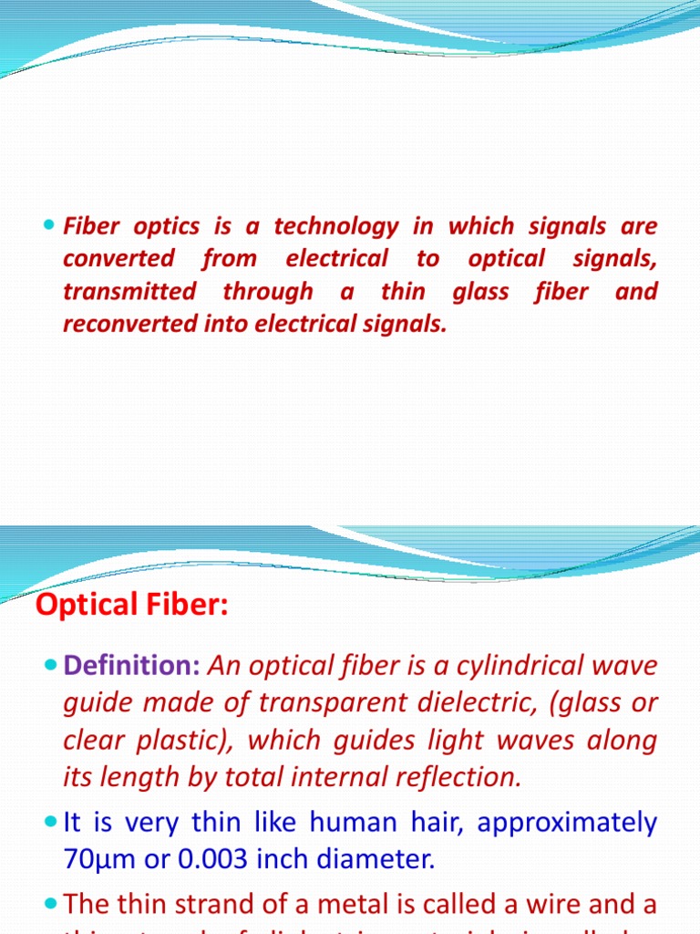 Fiber Optics | PDF | Optical Fiber | Reflection (Physics)