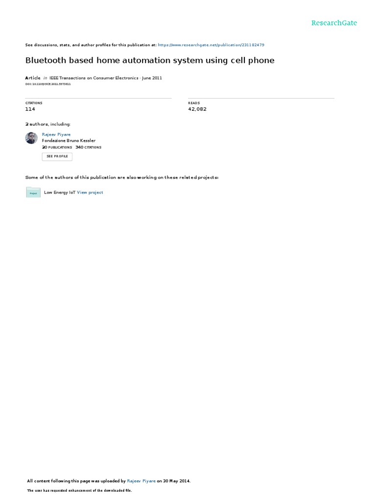 Bluetooth Based Home Automation System Using Cellphone | PDF ...