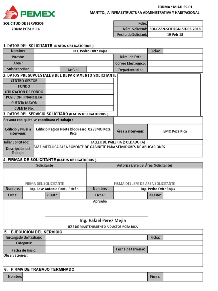Solicitud de Mantenimiento en Poza Rica | PDF | Business