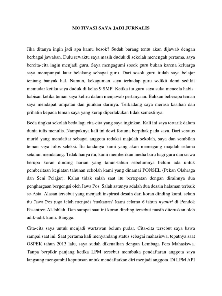 Motivasi Saya Jadi Jurnalis | PDF | Ilmu Sosial | Kesehatan Holistik