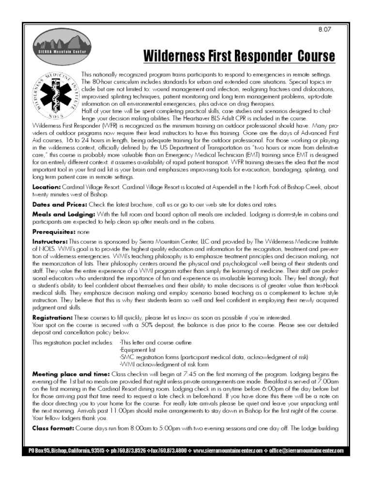 Wilderness First Responder Course | Emergency Medical Technician ...