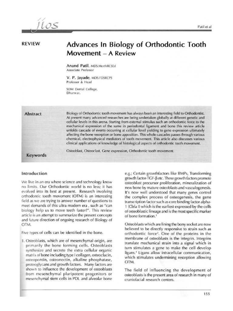 Advances in Biology of Orthodontic Tooth Movement - A Review | PDF ...