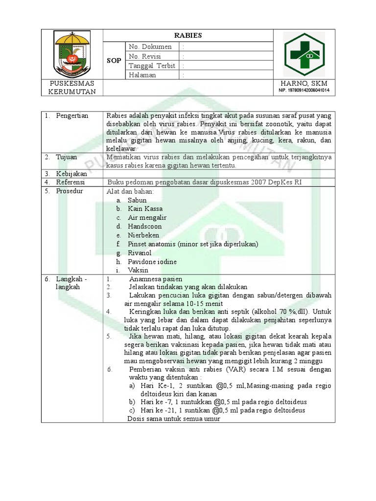 Sop Rabies | PDF