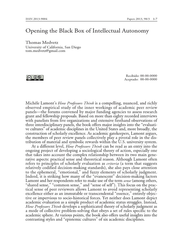 Opening The Black Box of Intellectual Autonomy: Thomas Medvetz | PDF ...