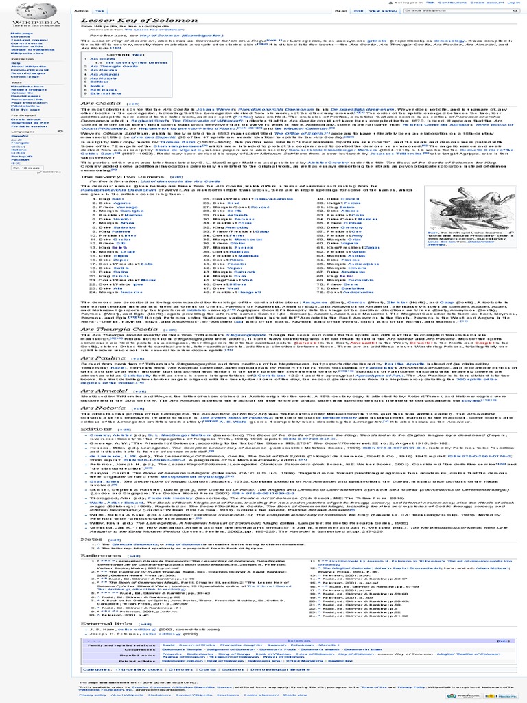 Lesser Key of Solomon - Wikipedia | PDF | Demons | Hermeticism