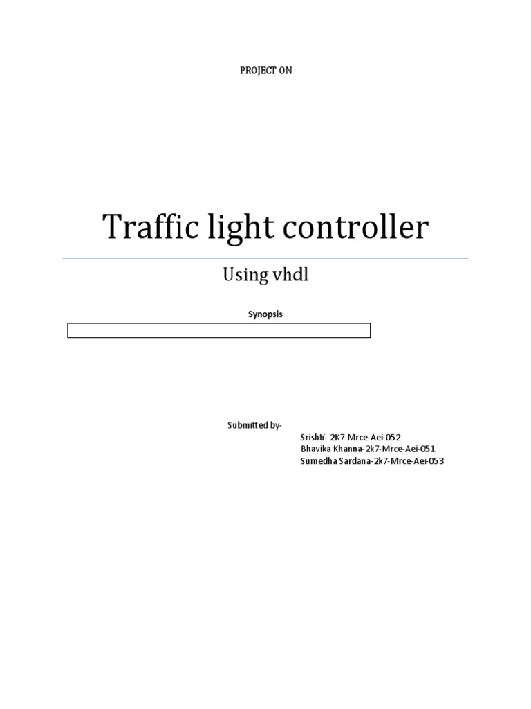 Traffic Light Controller: Using VHDL | PDF | Vhdl | Random Access Memory