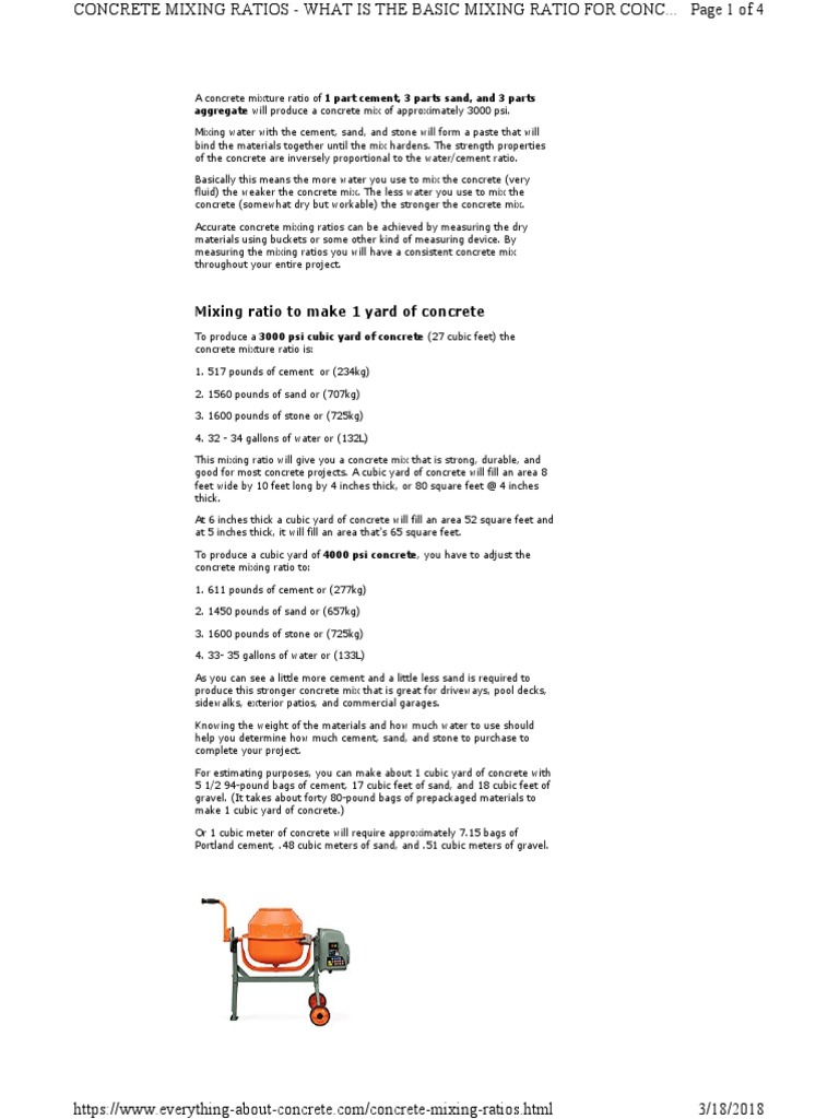 3000 To 4000 Psi Concrete-Mixing-Ratio | PDF | Horticulture And ...