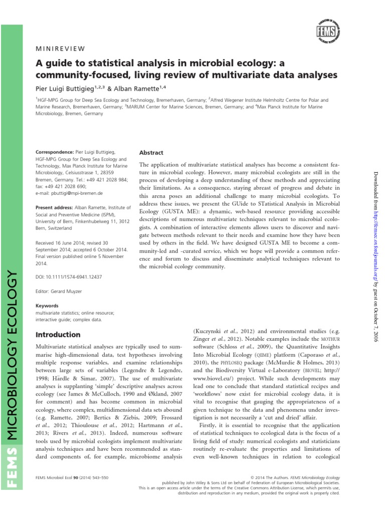 2015 A Guide To Statistical Analysis in Microbial Ecology - A Community ...
