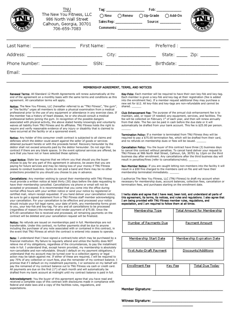 Membership Agreement | PDF | Payments | Fee