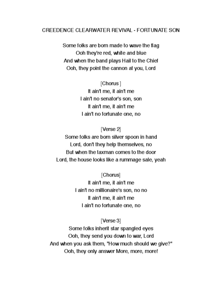 Creedence Clearwater Revival - Fortunate Son | PDF